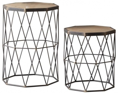 Helena Wood and Metal Side Table (Set of 2) by Choice Furniture ...