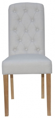 Natural Fabric Button Back Dining Chair (Sold in Pairs) by Choice ...