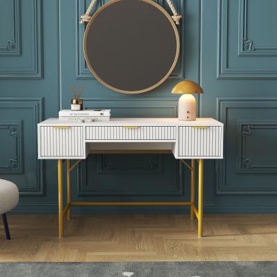 Clearance - Ridged White and Gold 3 Drawer Dressing Table by Choice ...