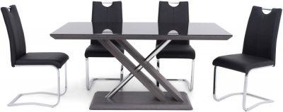 Xavi Grey Glass Top Dining Set Set 4 Gabi Black Chairs by Choice ...
