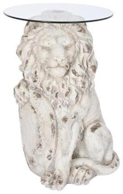 Traditional Glass and White Lion Side Table by Choice Furniture Superstore | ufurnish.com