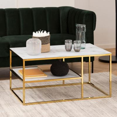 Alisma White Marble Effect Coffee Table with Gold Legs by Choice ...