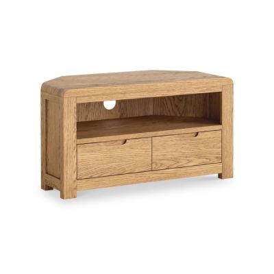 Thurlestone Curved Oak Corner Storage TV Unit - 90cm by Choice ...
