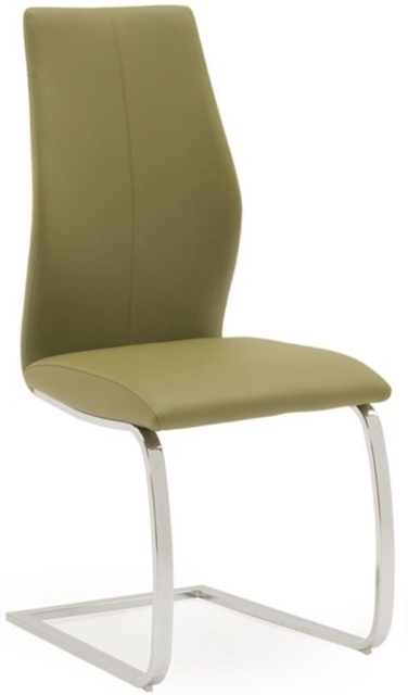2 x Vida Living Elis Olive Faux Leather and Chrome Dining Chair by ...