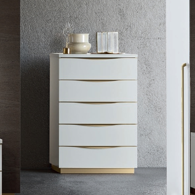 Modum Kharma White Italian 5 Drawer Midi Chest by Choice Furniture ...