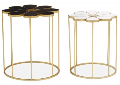 Jodie Set of 2 Black and White Flower Side Table by Choice Furniture ...