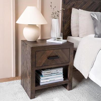 Fawley Chevron Bedside Table Brown Reclaimed Pine by Choice Furniture ...