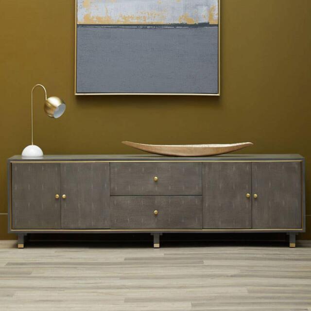 Deskey Grey and Faux Shagreen 4 Door TV Unit by Choice Furniture ...