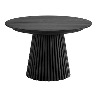 Osaka Black 4-10 Seater Round Extending Dining Table with Slatted Base ...
