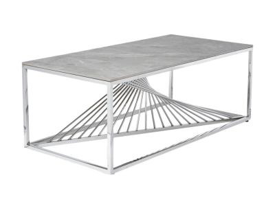 Calabria Grey Sintered Stone and Chrome Coffee Table by Choice ...