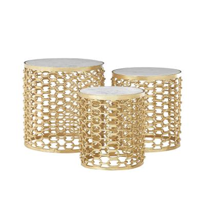 Templar Set of 3 Marble and Gold Round Side Tables by Choice Furniture ...