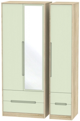 Monaco Mussel and Oak Effect 3 Door Tall Combi Wardrobe - 1 Mirror by ...