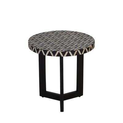 Boho Black Bone Inlay Three Legged Round Side Table by Choice Furniture ...