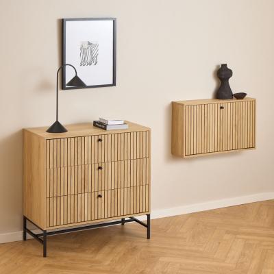 Cobar Oak Ribbed 3 Drawer Chest by Choice Furniture Superstore ...