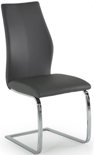 2 x Vida Living Elis Grey Faux Leather and Chrome Dining Chair by ...