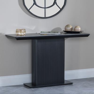 Clearance - Morgan Black Ceramic Fluted Console Table by Choice ...