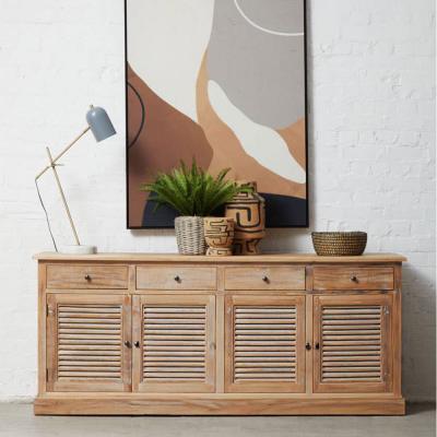 Lyon Oak Louvered 4 Door Extra Large Sideboard - 200cm by Choice ...