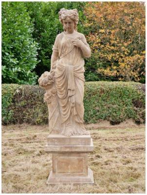 Hand Carved Stone Lady with Flowers Statue by Choice Furniture ...