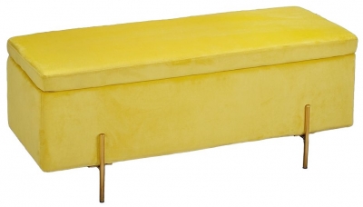 Lola Mustard Velvet Fabric Ottoman Storage Bench by Choice Furniture ...
