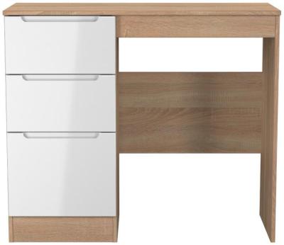 Milan White Gloss and Oak Effect 3 Drawer Single Dressing Table by Choice Furniture Superstore ...