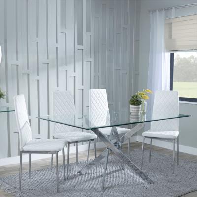 Clearance - Chopstick Clear Glass and Chrome Metal Dining Set - Metro ...