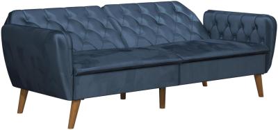 Nowata Tallulah Blue Velvet Futon Sofa Bed - 2144679NUK by Choice ...