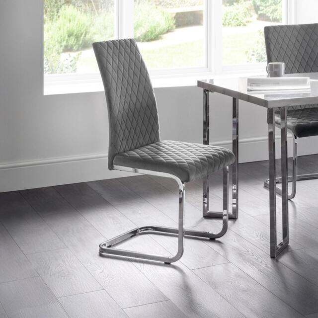 Calabria Cantilever Dining Chair - Set of 4 - Grey Fabric by Choice ...