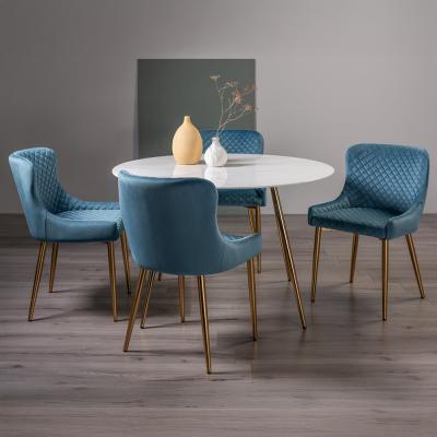 Bentley Designs Francesca White Glass 4 Seater Dining Table with 4 ...