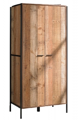 Hoxton Industrial Rustic Oak Effect 2 Door Wardrobe by Choice Furniture ...