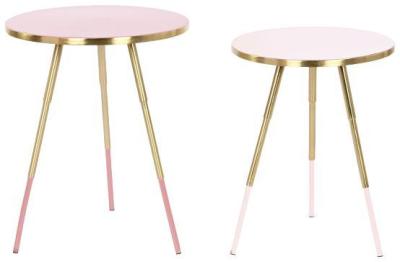 Pink and Gold Set of 2 Round Side Tables by Choice Furniture Superstore ...