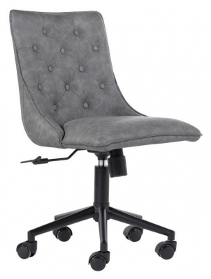 Button Back Grey Faux Leather Office Chair by Choice Furniture ...