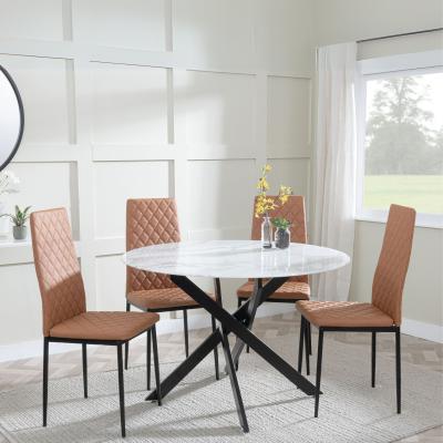 Clearance - Chopstick White Glass and Black Metal 4 Seater Round Dining ...