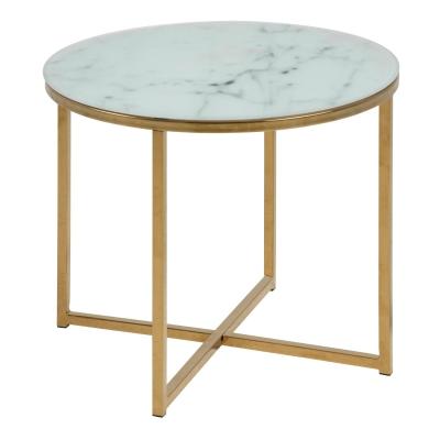 Alisma White Marble Effect Round Side Table with Gold Legs by Choice ...