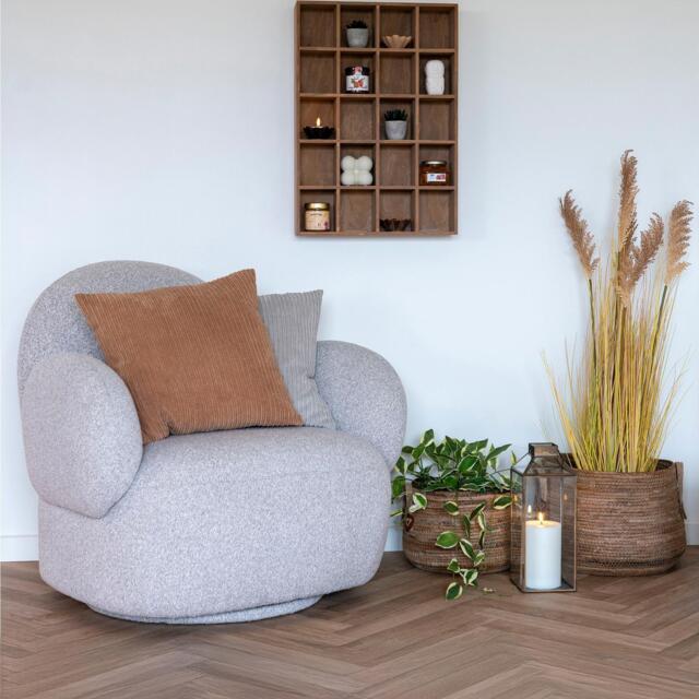 Messina Light Grey Boucle Fabric Swivel Lounge Chair by Choice ...
