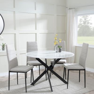 Clearance - Chopstick White Glass and Black Metal 4 Seater Round Dining ...