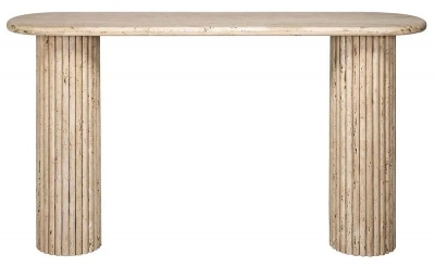 La Cantera Travertine Beige Oval Console Table by Choice Furniture ...