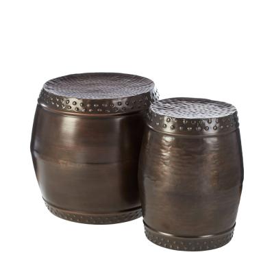 Templar Set of 2 Rustic Brown Drum Side Tables by Choice Furniture ...