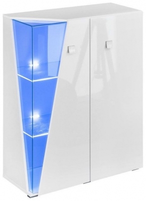 Edge White High Gloss Display Cabinet with LED Light by Choice ...