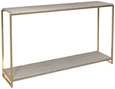 Federico Weathered Oak Console Table with Brass Frame by Choice ...