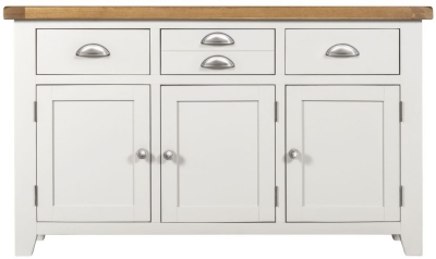 Lundy White and Oak Medium Sideboard, 137cm W with 3 Doors and 3 ...