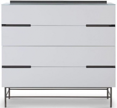 Alberto White and Chrome Metal 4 Drawer Chest by Choice Furniture ...