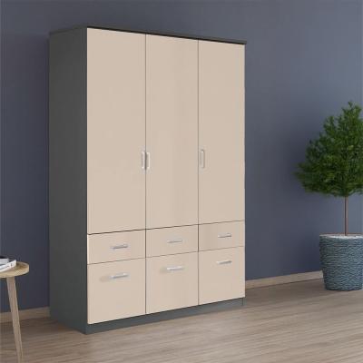 Rauch Celle Matt 136cm 3 Door Wardrobe with Drawer - Metallic Dark Grey ...