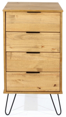 Alaska Pine 4 Drawer Narrow Chest with Hairpin Legs by Choice Furniture ...