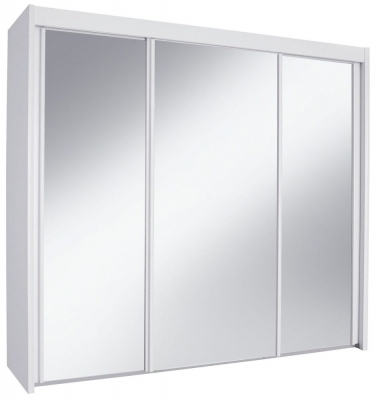 Rauch Imperial 280cm White 3 Door Full Mirrored Sliding Wardrobe by ...