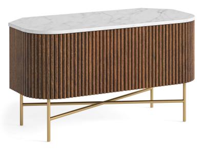 Harvard 100cm Fluted Curved Corner TV Unit with White Marble Top by ...