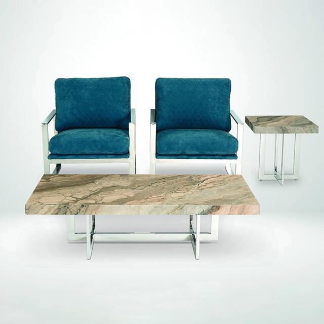 Horizon Marble Occasional Table with Steel Base - Variation Available ...