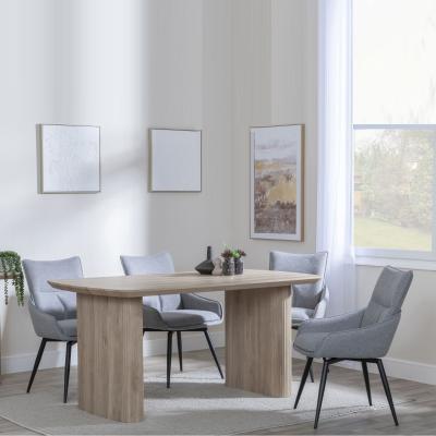 Bern Fluted Oak Effect Dining Set - Ace Grey Fabric Swivel Dining Chair ...