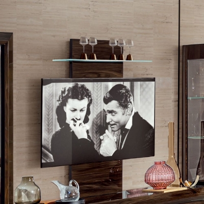 Modum Elite Patrician Walnut Italian TV Wall Panel with Glass Shelf by ...