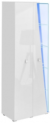 Logan White Gloss Tall Display Cabinet with LED Light by Choice ...