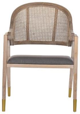2 x Rattan and Dark Grey Fabric Dining Chair by Choice Furniture ...